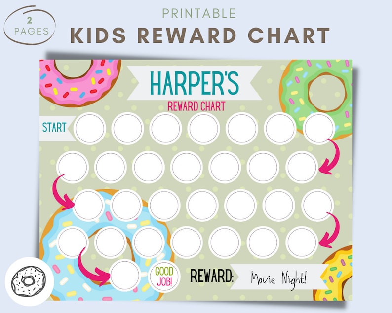Kids Reward Chart, Personalized Reward Chart, Printables, Printable PDF ...