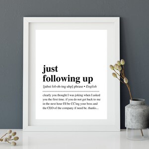 Just Following Up, Printable PDF, Digital Art, Organization, Wall Art ...