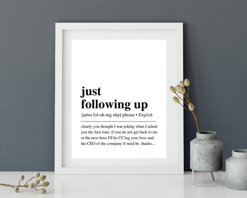Just Following Up, Printable PDF, Digital Art, Organization, Wall Art ...