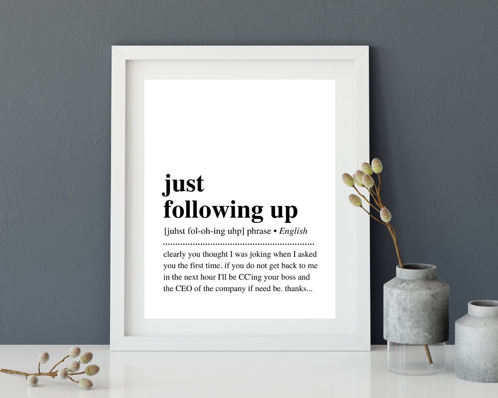 Just Following Up, Printable PDF, Digital Art, Organization, Wall Art ...