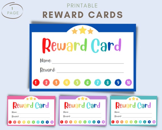Kids Reward Reward Card Incentive Cards Printables - Etsy