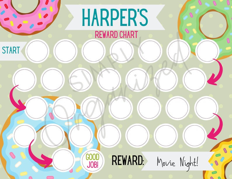 Kids Reward Chart, Personalized Reward Chart, Printables, Printable PDF ...