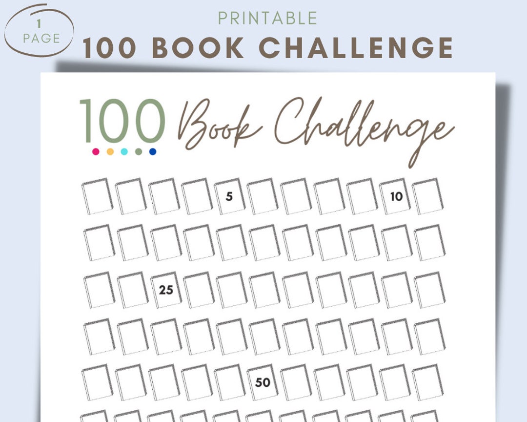 100 Book Challenge, Printable PDF, Book Tracker, Reading Tracker - Etsy