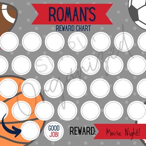 Kids Reward Chart, Personalized Reward Chart, Printables, Printable PDF ...