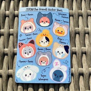 Kpop Duo Friends Sticker Sheets BT21, Aniteez, Skzoo, Zeroni - Etsy