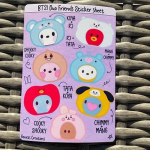 Kpop Duo Friends Sticker Sheets BT21, Aniteez, Skzoo, Zeroni - Etsy