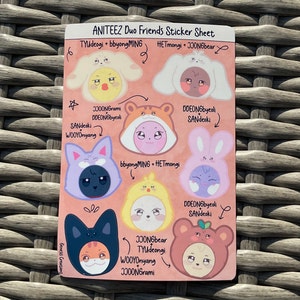 Kpop Duo Friends Sticker Sheets BT21, Aniteez, Skzoo, Zeroni - Etsy