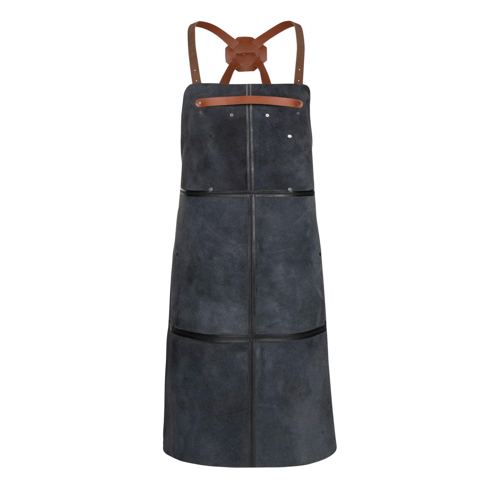 Theodore Black Leather Apron With Cross-back Straps for Comfort. Ideal ...