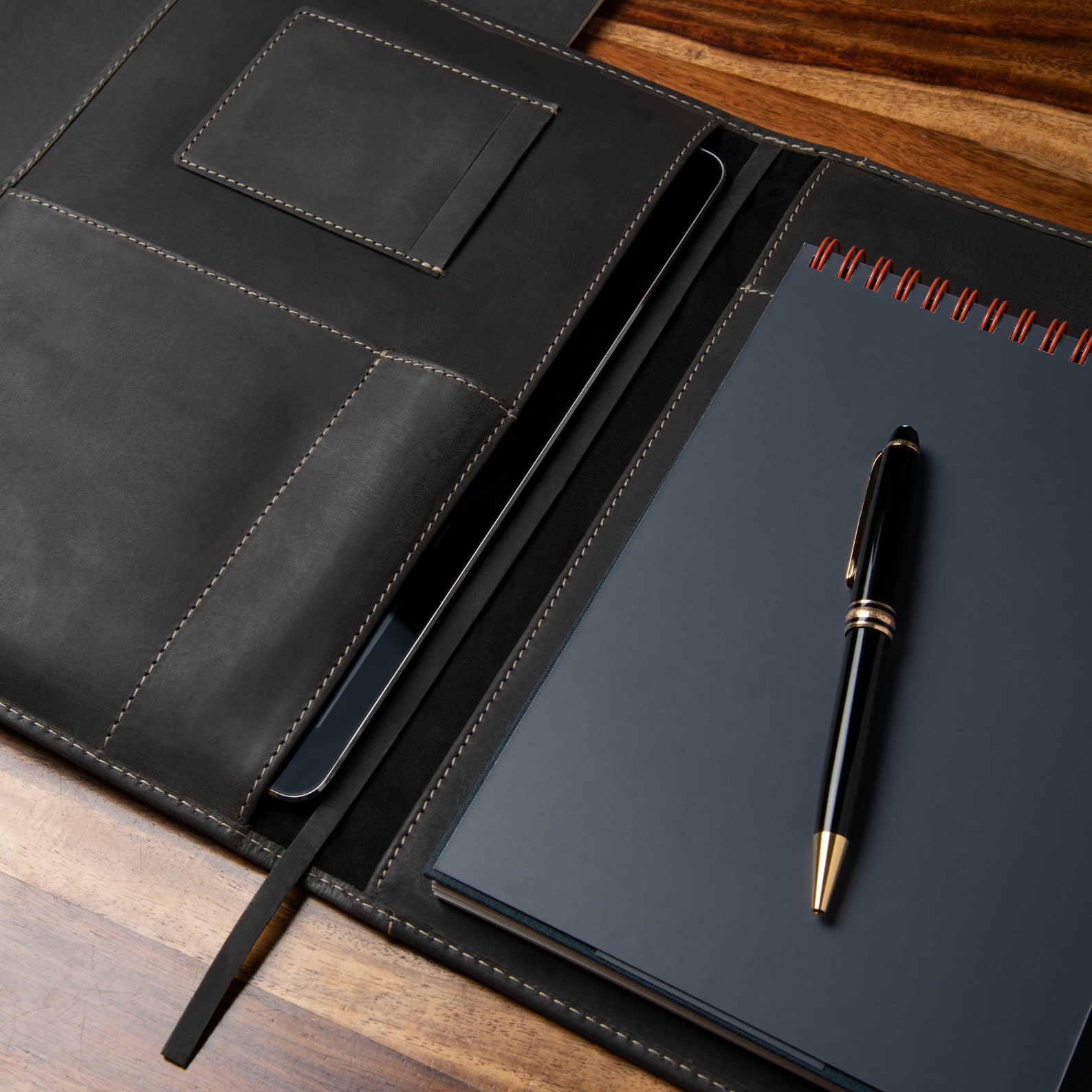 Black Leather Journal Cover B5: XL Moleskine and Padfolio With Pen ...