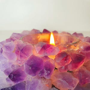 Natural Amethyst Pointy Stone Candle Holder, Purple Crystal - Etsy