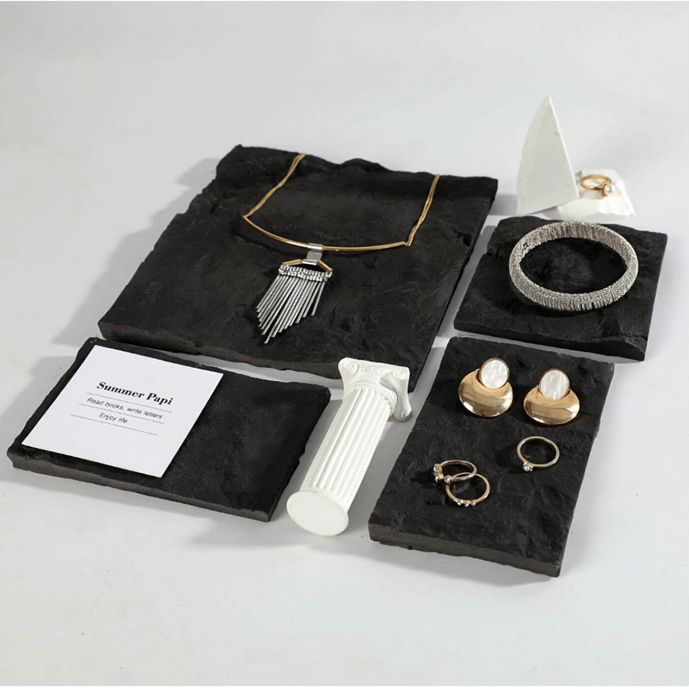 Black Natural Rough Texture Jewelry Display Jewelry Display - Etsy