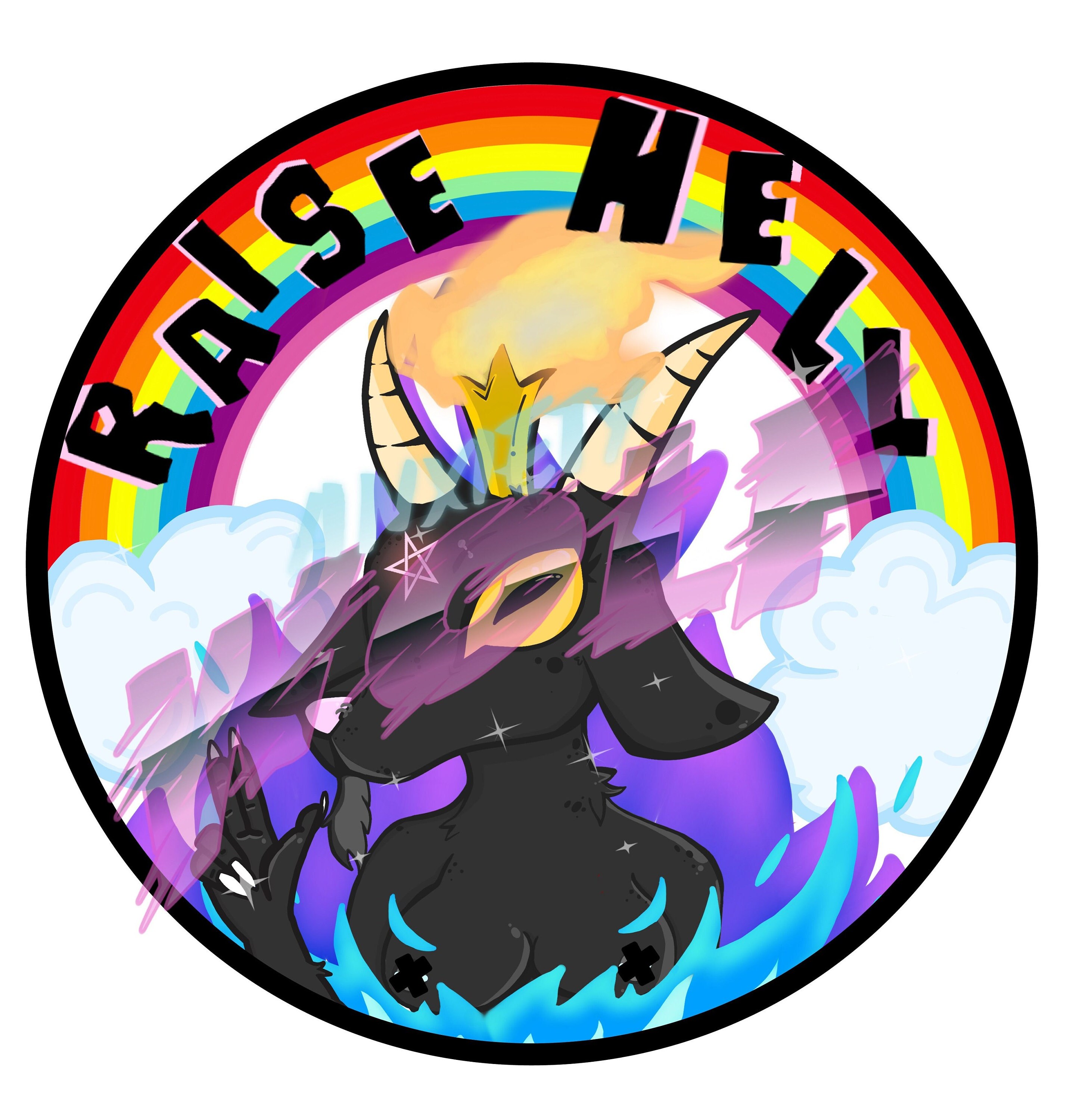 Raise Hell Baphomet Holographic Weatherproof Vinyl Sticker Satan Satanic - Etsy