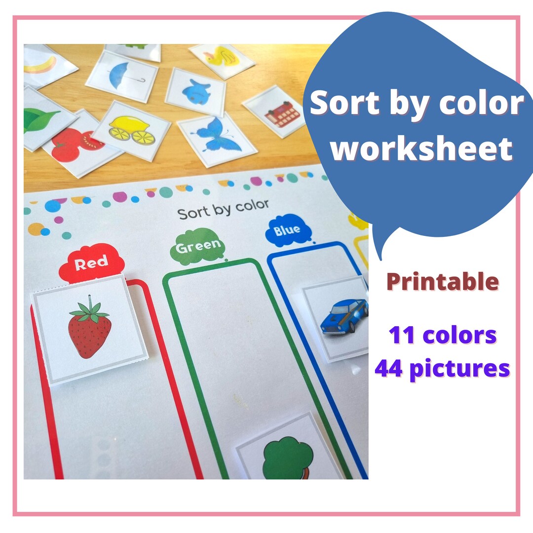 Printable Sort by Color Worksheet, Color Matching Activity - Etsy