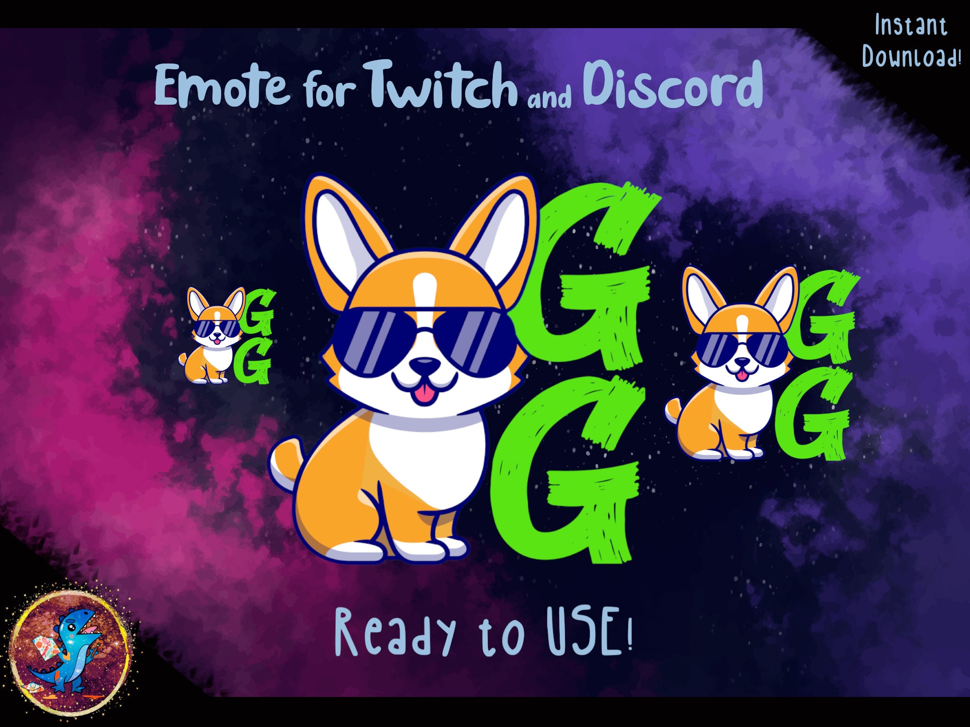 Cool GG Corgi Emote for Twitch or Discord - Etsy