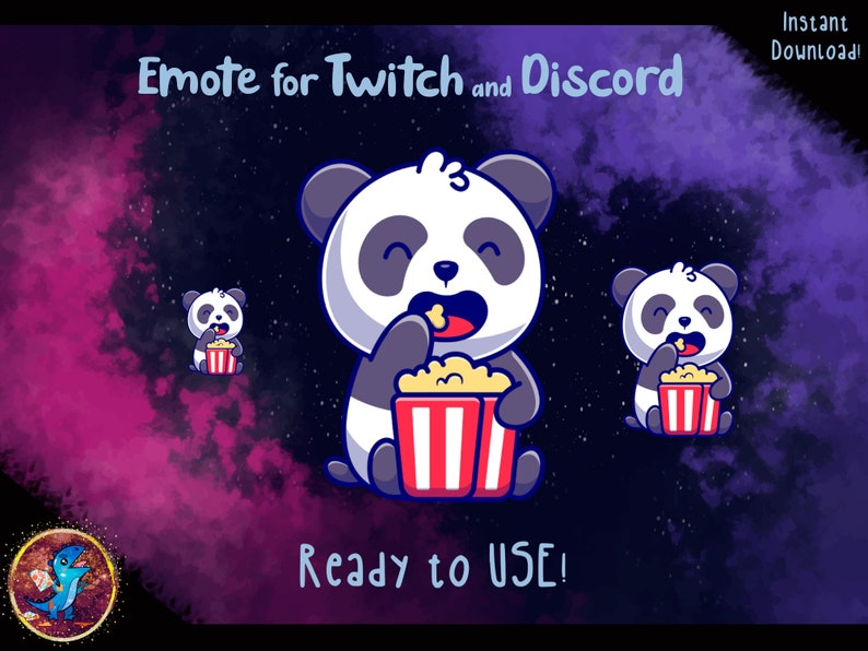 Kawaii Panda Eating Popcorn Emote for Twitch and Discord - Etsy Canada