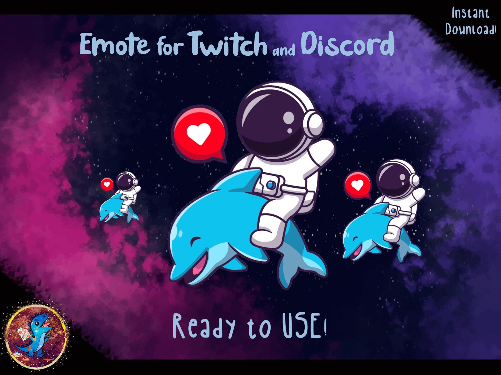 Astronaut Riding a Dolphin Emote for Twitch or Discord - Etsy