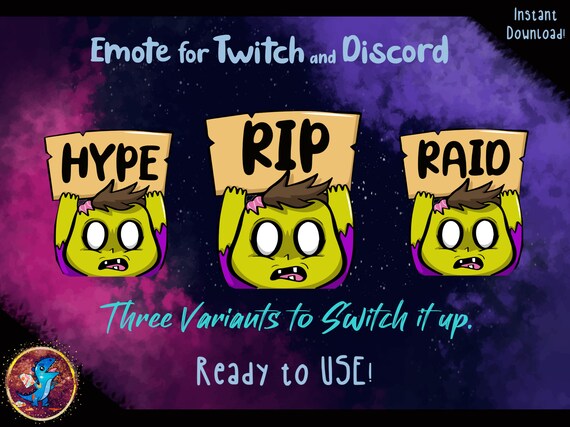 RIP RAID HYPE Zombie Sign Emotes for Discord or Twitch | Etsy