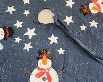 Embroidered Snowman Christmas Tree Skirt 52” Diameter - Etsy