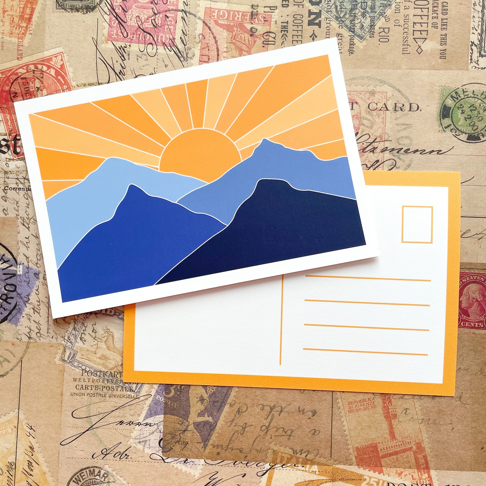 Mountain Postcard Mountain Print Sunrise Postcard | Etsy