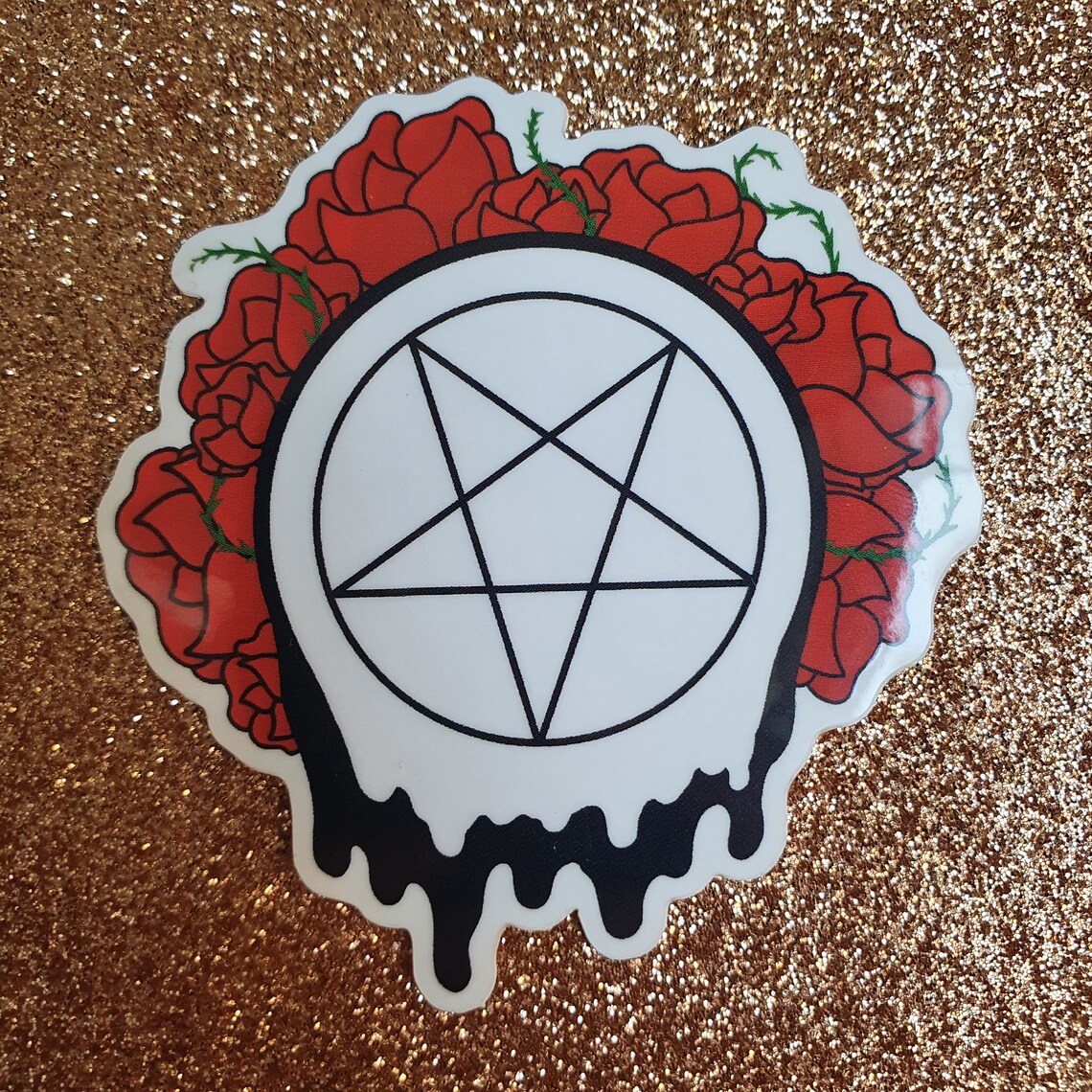 Rose Inverted Pentagram Cute and Creepy Halloween Sticker - Etsy