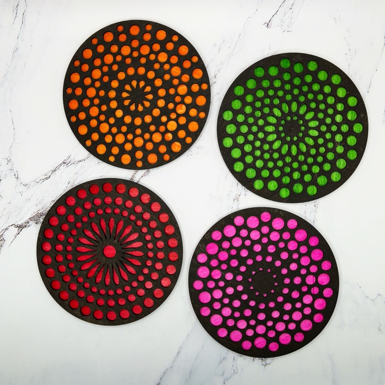 SVG File for Laser Cut Coaster Set | Laser Cut Coaster Set DXF File for ...