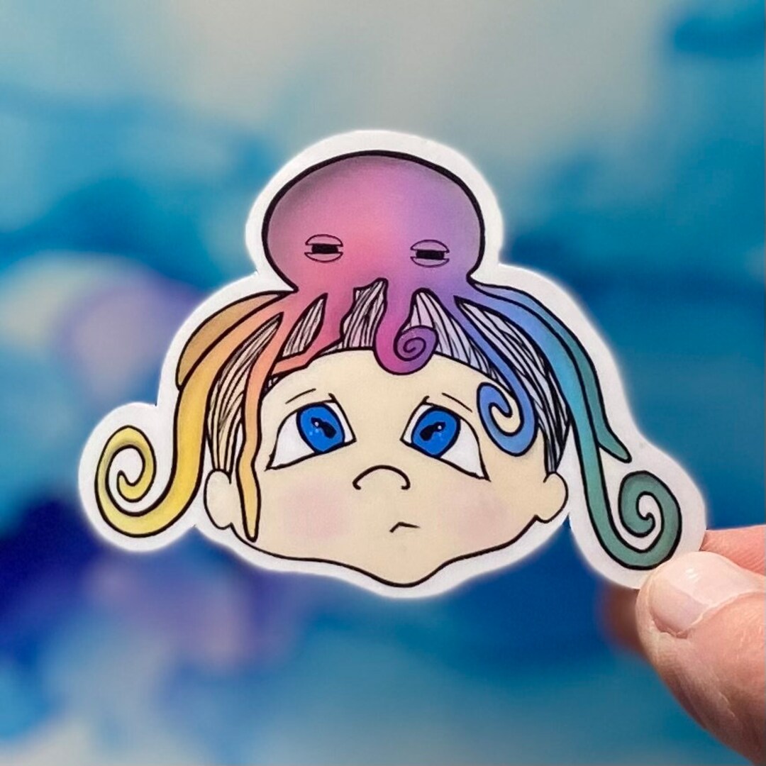 Octopus Hair Girl Waterproof Sticker Kids Sticker Cute Girl Sealife ...
