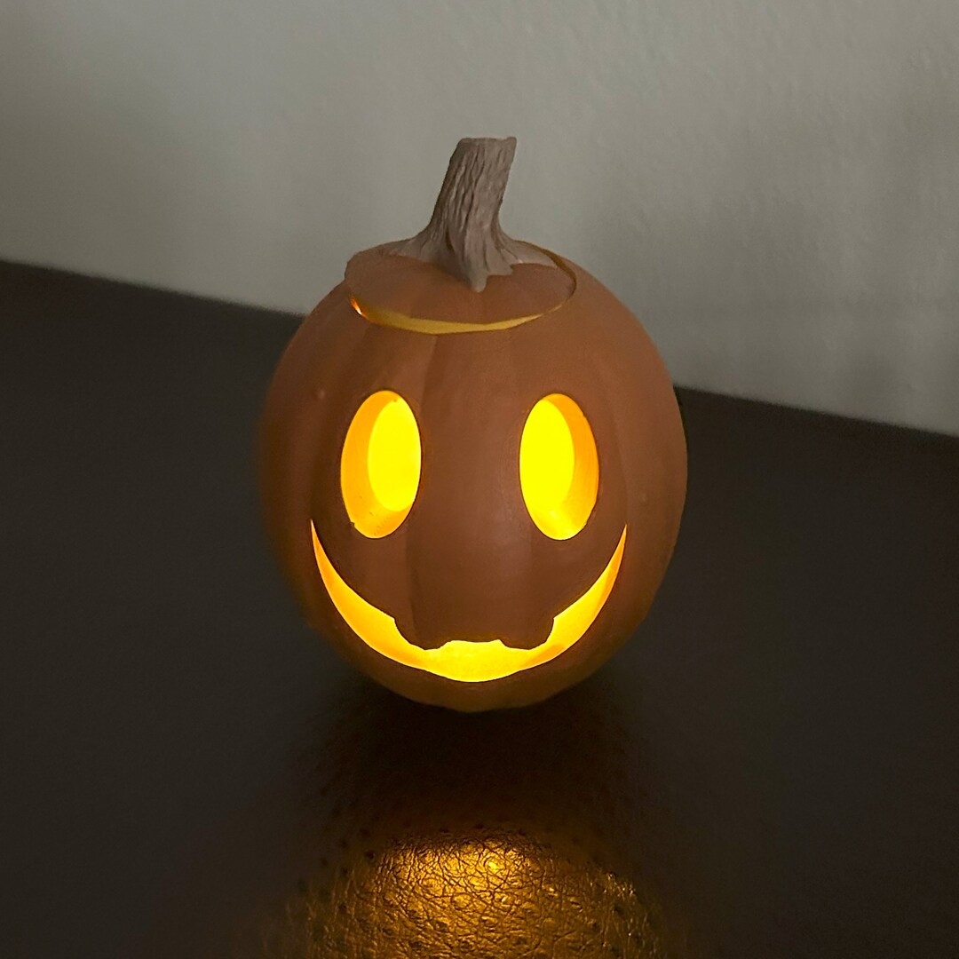 Cute Pumpkin Jack O' Lantern 3D Printed Carved Pumpkin Light up Jack O ...