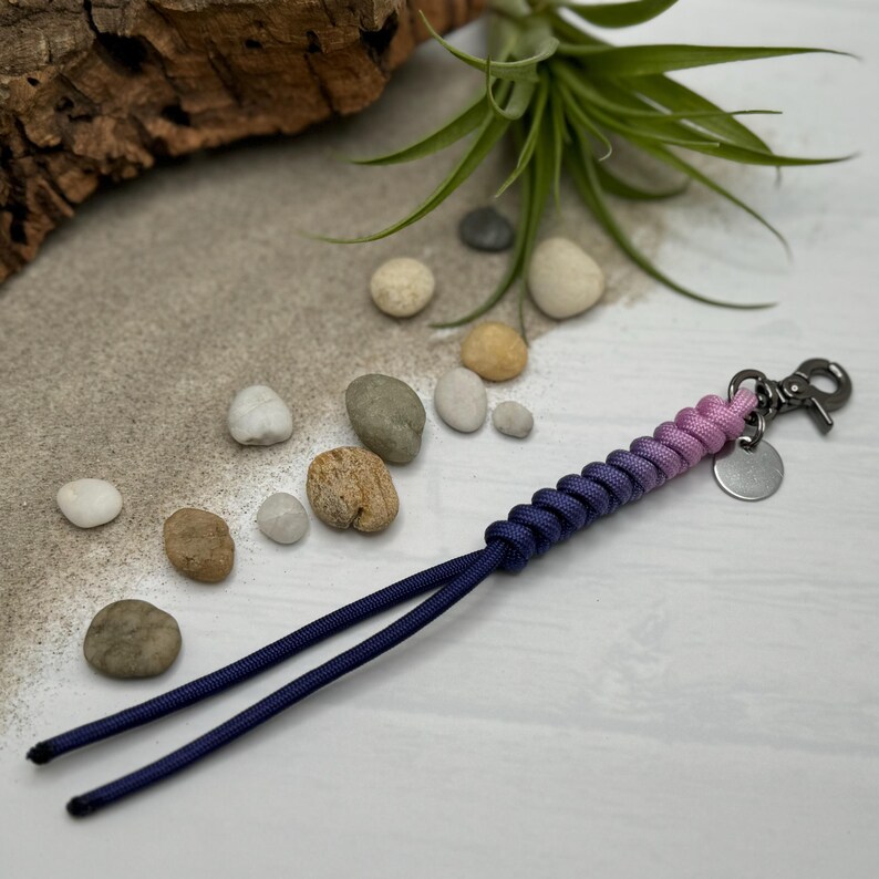 Purple Dip Dye Keychain Paracord With Charm: Paw Print, Manta Ray ...