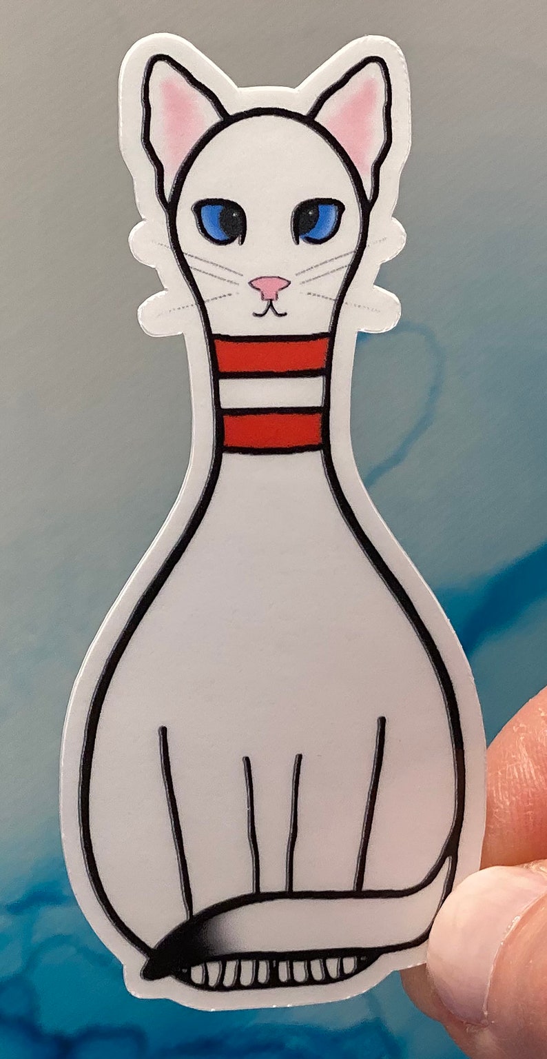 Bowling Pin Cat Waterproof Sticker Bowling Pins Strike Cat Bowling ...