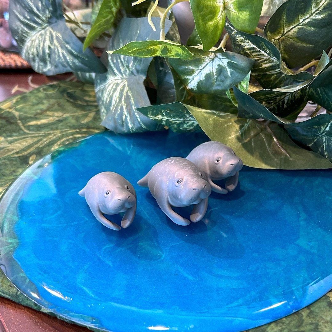 Manatee Figurine Mother and Baby Manatee Manatee Family Model Manatee ...