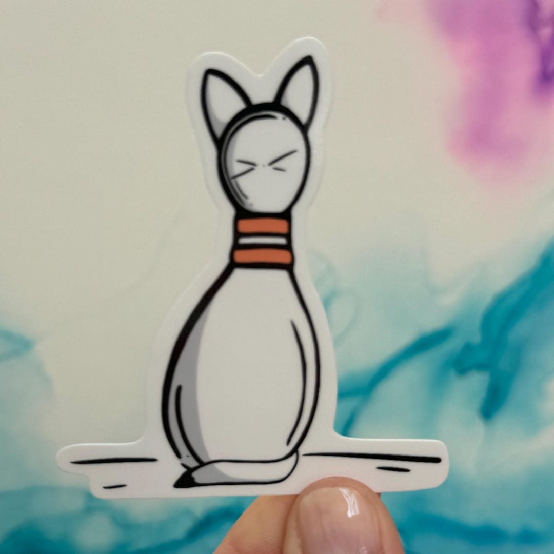 Kawaii Bowling Pin Cat Waterproof Sticker Bowling Pins Strike Cat ...