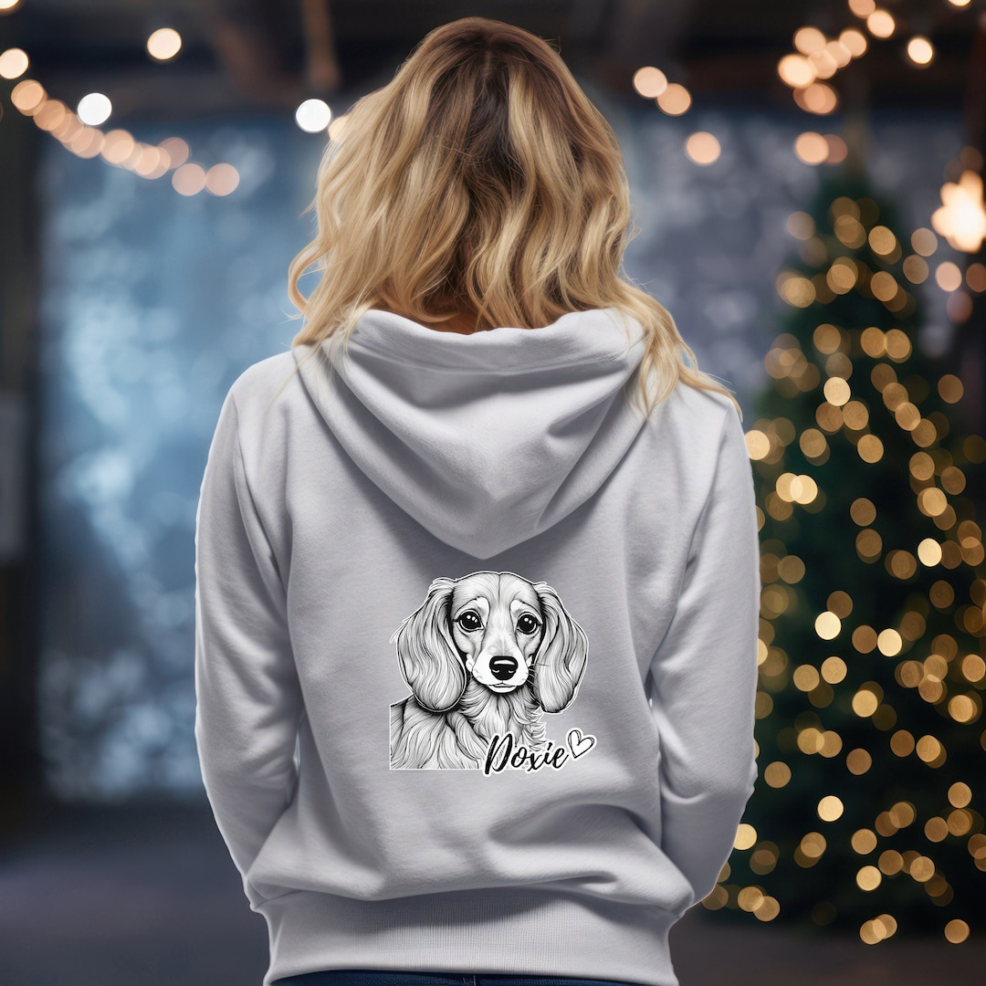 Cute Dachshund Hoodie | Cute Doxie Back Print Sweatshirt Long Haired ...