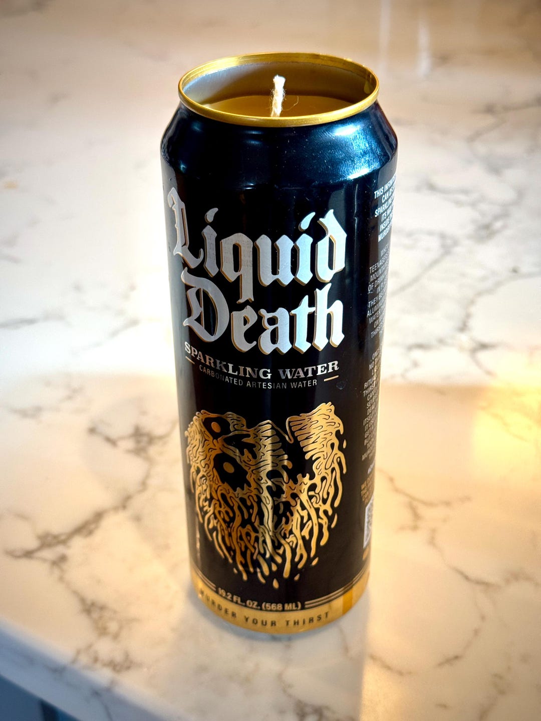Liquid Death Sparkling Water Beeswax Candle | 2 Sizes | 100% Cosmetic ...