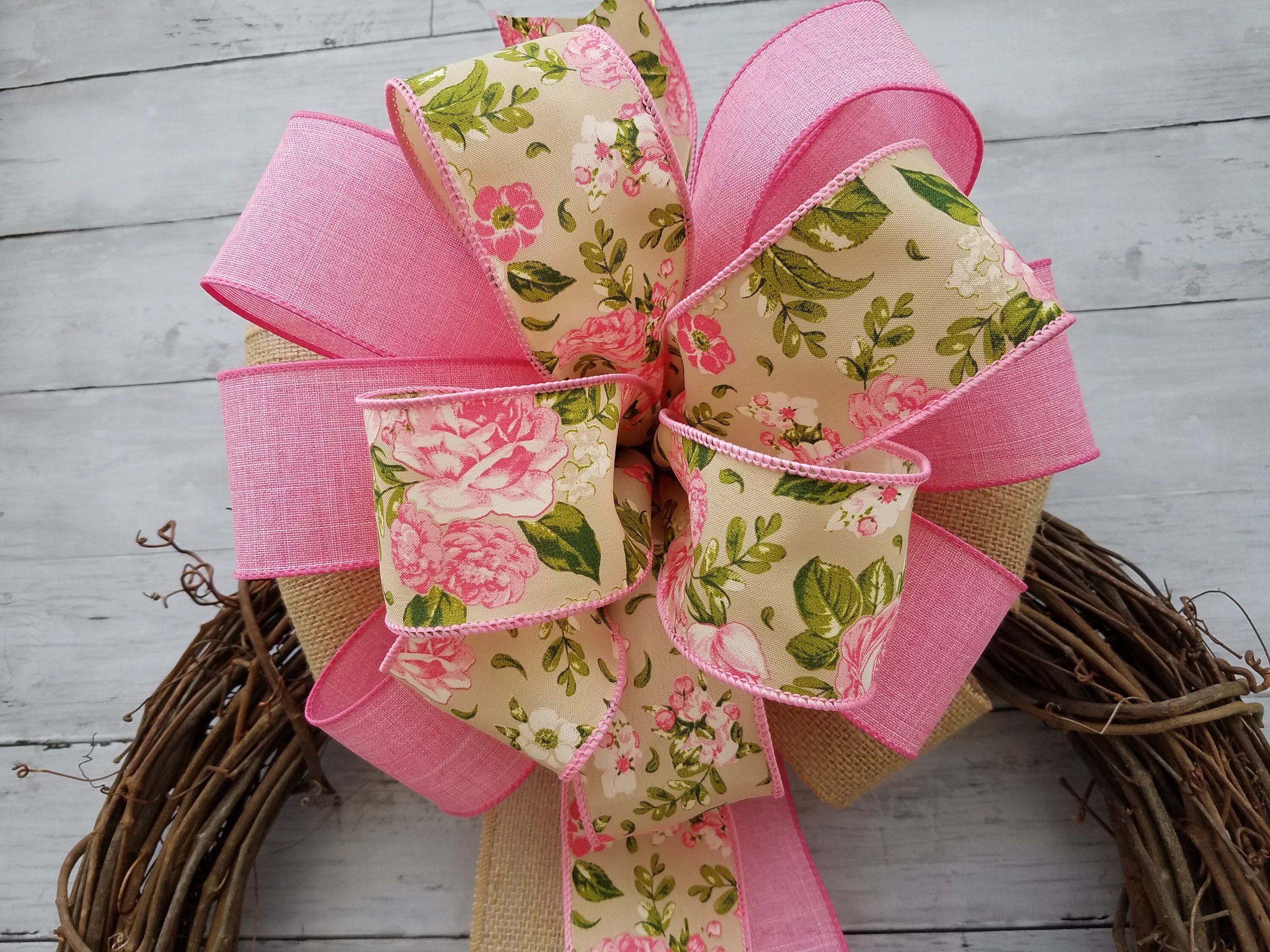 Spring Bow, Floral Bow, Mailbox Bow, Lamppost Bow, Burlap Bow, Pink Bow ...