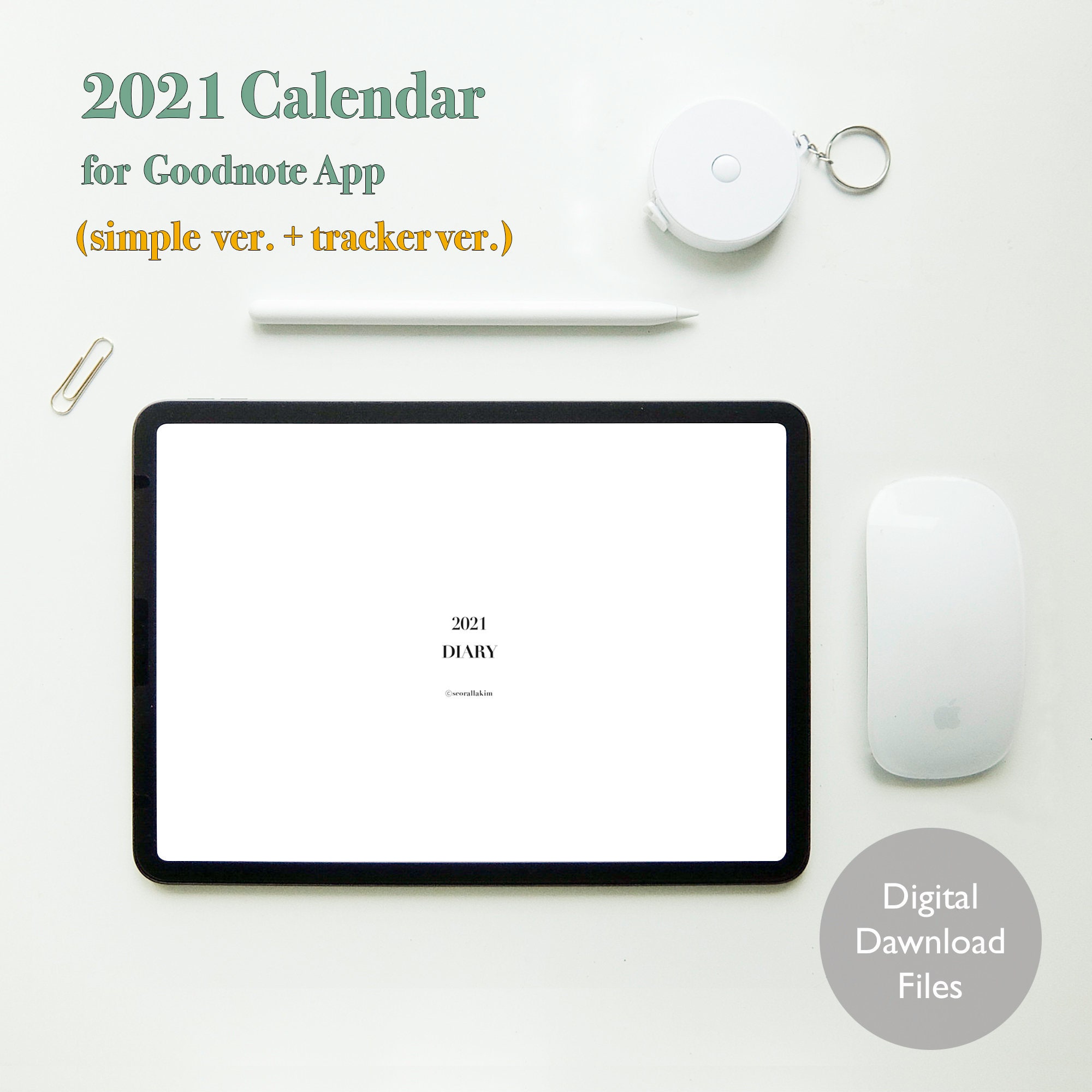 2021 PDF Calendar for Goodnotes App Digital Download Undated - Etsy