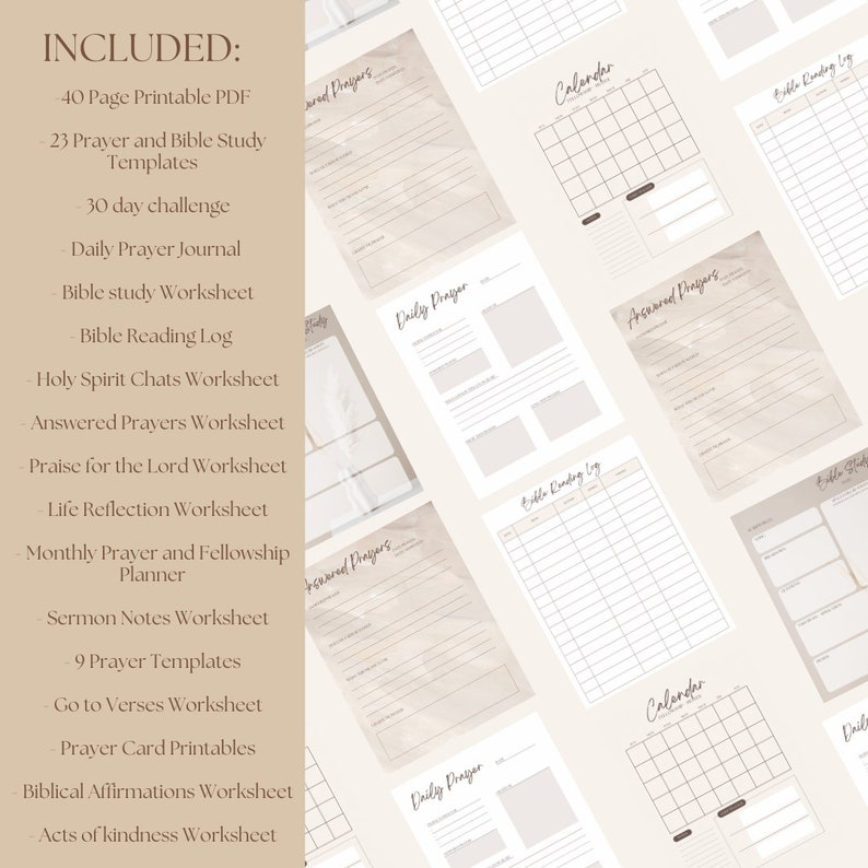 Printable Prayer Journal | Digital Bible Study Guide | Sermon Notes ...