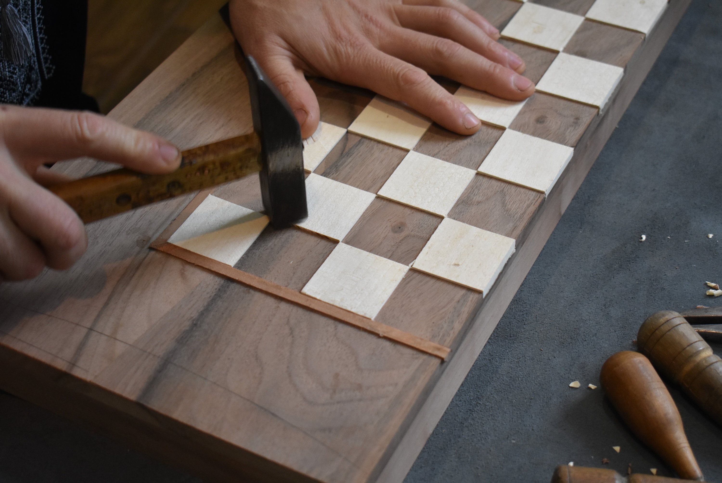 Wooden Chess Set Board Table With Storage, 3 in 1 Chessboard Hand ...