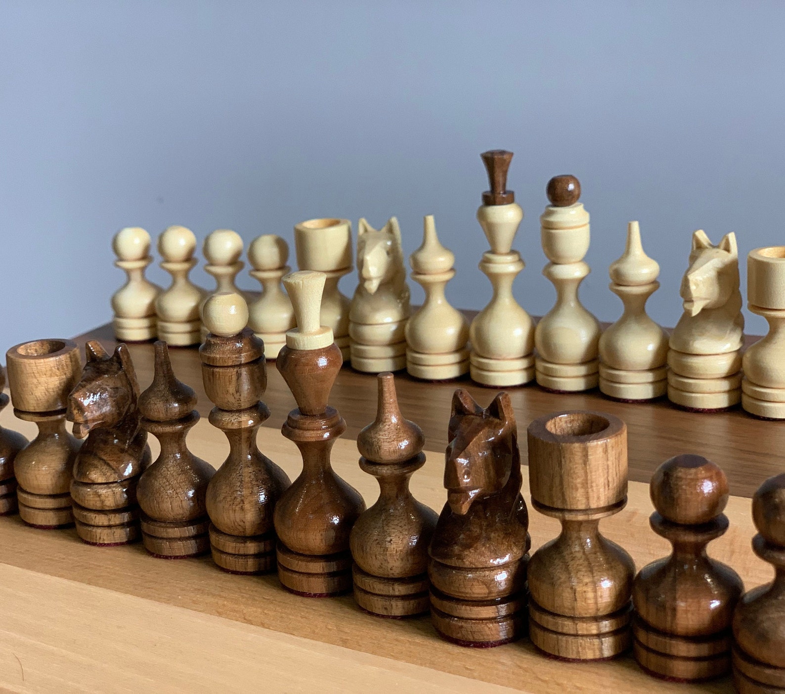 Hand Carved Wooden Chess Pieces Set: Handmade Chess Pieces, No Board ...