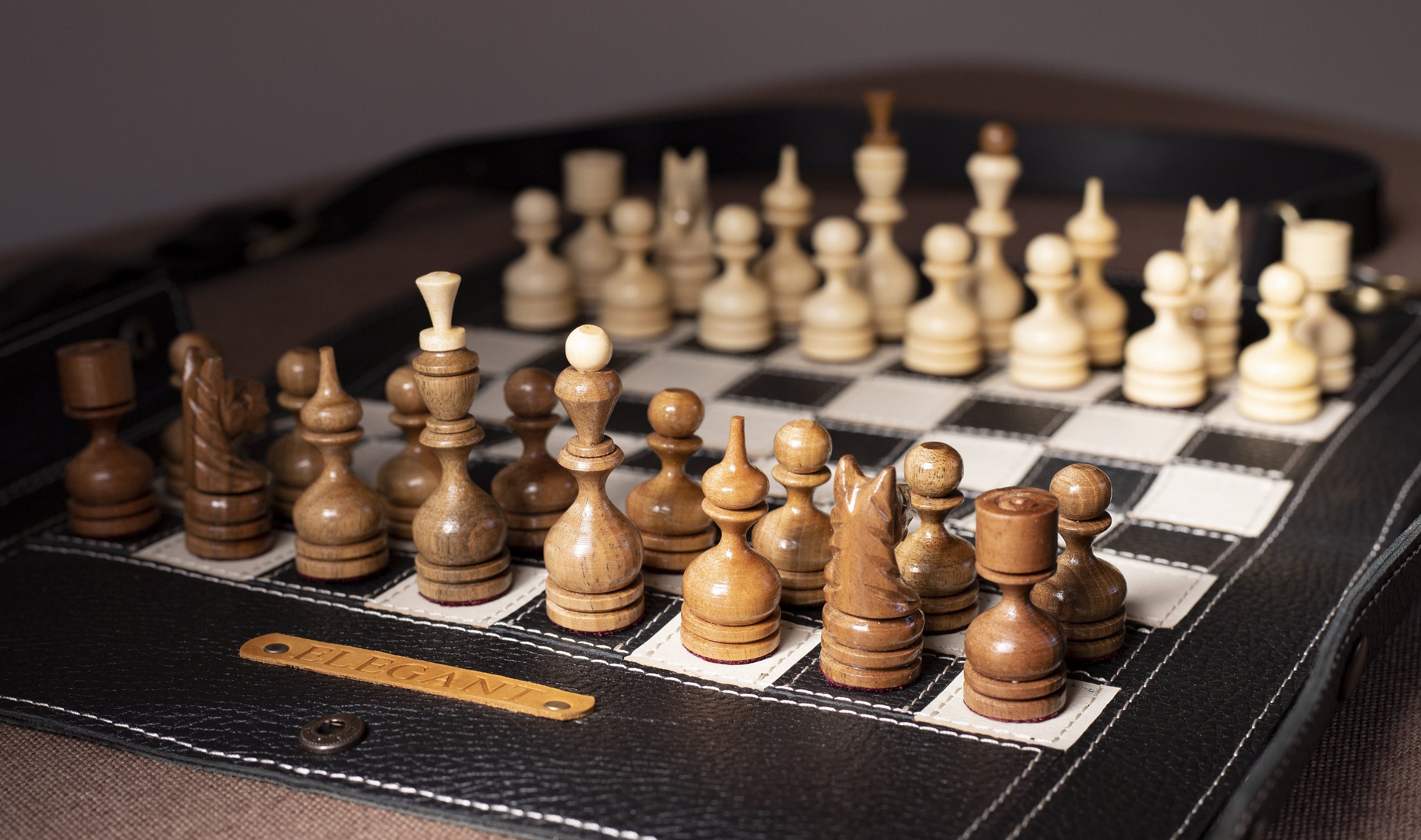 Unique Leather Chess Board Leather Chess Travel Set Set Foldable ...