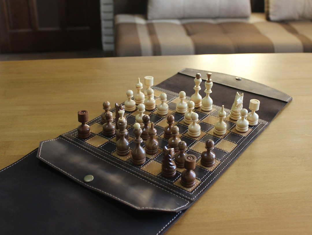 Luxury Handmade Leather Chessboard With Wooden Chess Pieces Smart ...