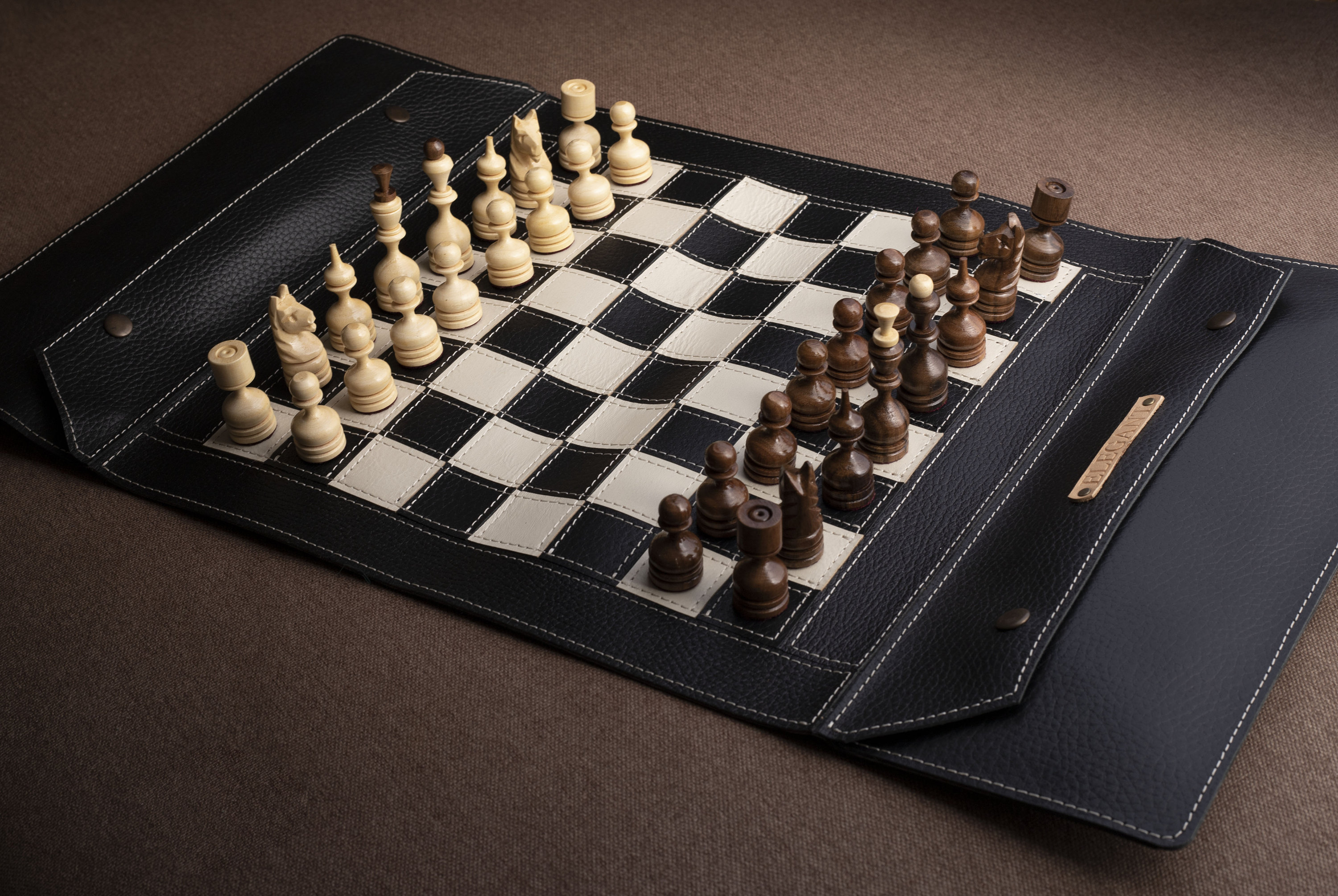 Leather Chess Travel Set Unique Leather Chess Board Set Foldable ...