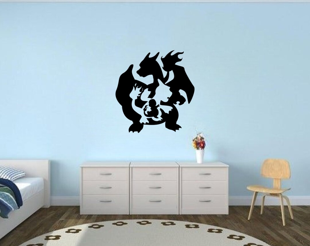 Pokemon Charizard Evolution Logo Childrens Kids Bedroom Vinyl - Etsy