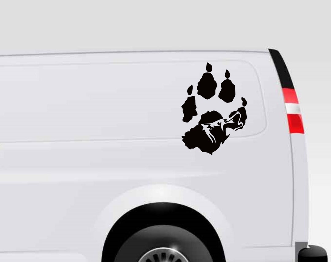 Howling Alpha Wolf Paw Print Vinyl Decal Wall Art, Car Bonnet Side ...