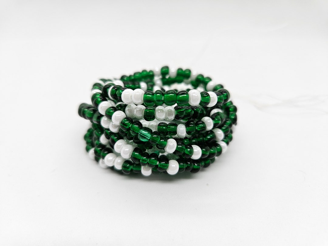 Spartan Waist Beads - Forest Green and White Waist Beads - Michigan ...