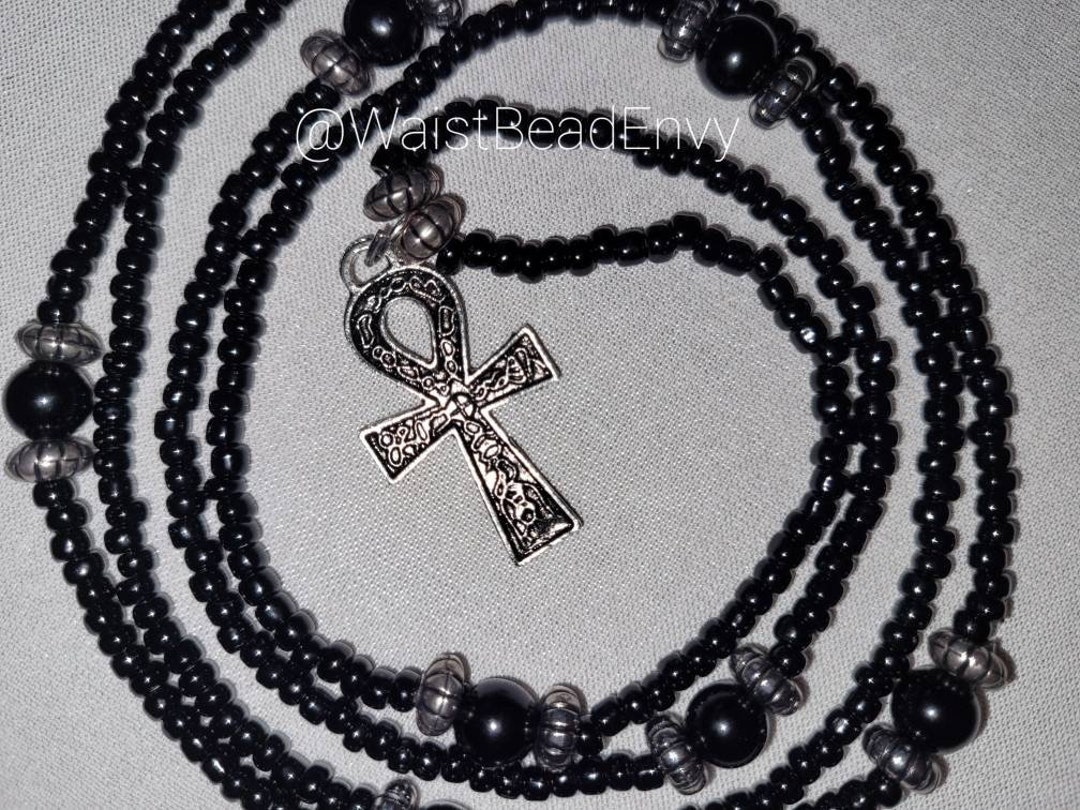 Try Me Waist Beads Black Obsidian and Silver Beaded Chain With ...