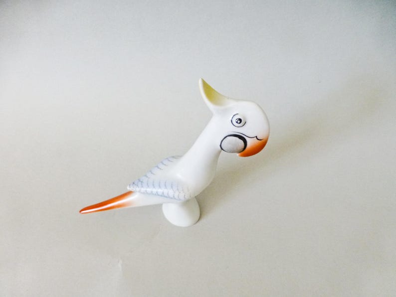 Art Deco Hollohaza Porcelain Cockatoo Figurine - Hand Painted Vintage ...