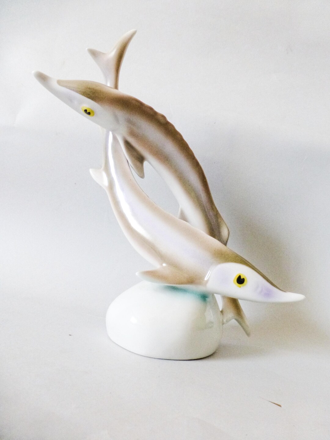 Fish Statue,sturgeon Figurine,large,vintage Hungarian Hollohaza ...