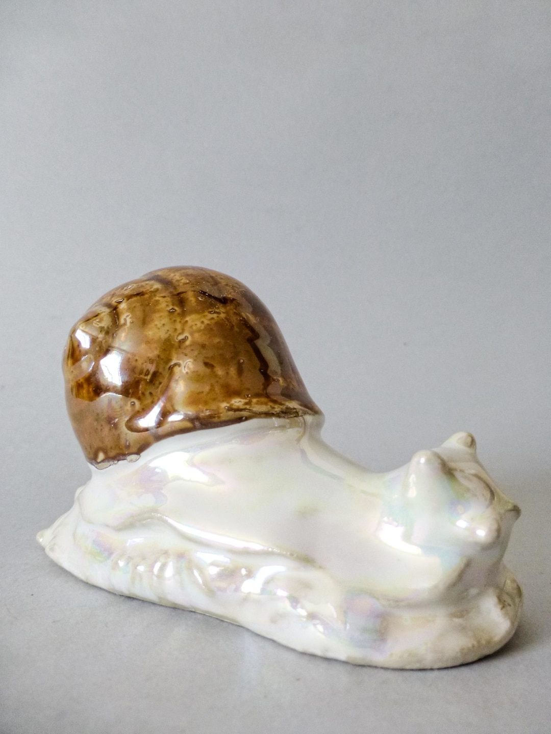 Vintage Hand-painted Porcelain Snail Figurine: Charming Desk Decor - Etsy