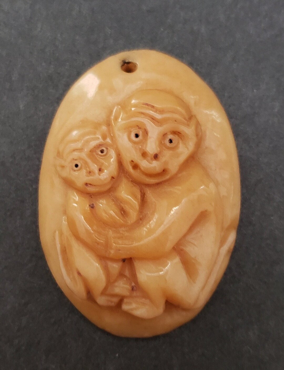 Monkey With Baby Disk Amulet Hand Carved 3218 - Etsy