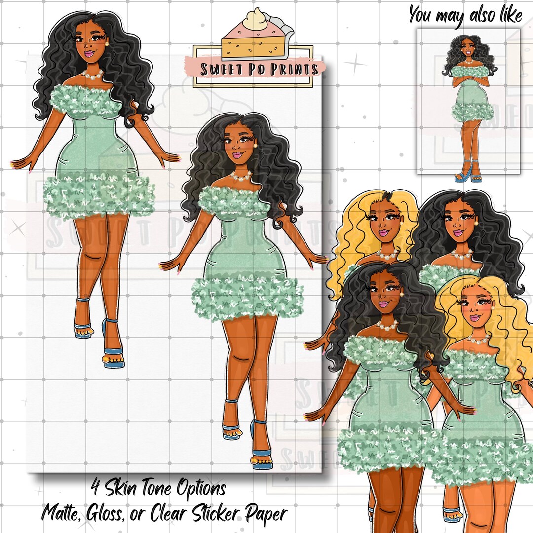 Holiday Planner Stickers | Woman Wearing Dress| Pretty Dress Stickers ...